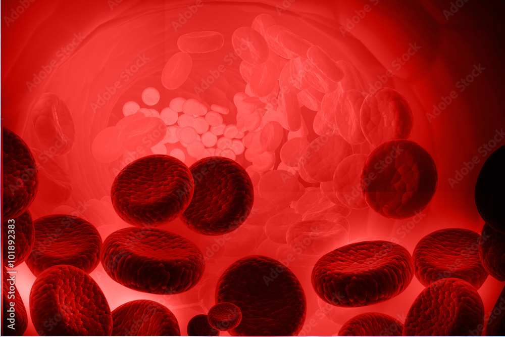 Red Blood Cells, streaming of human blood cells.. Stock Illustration ...