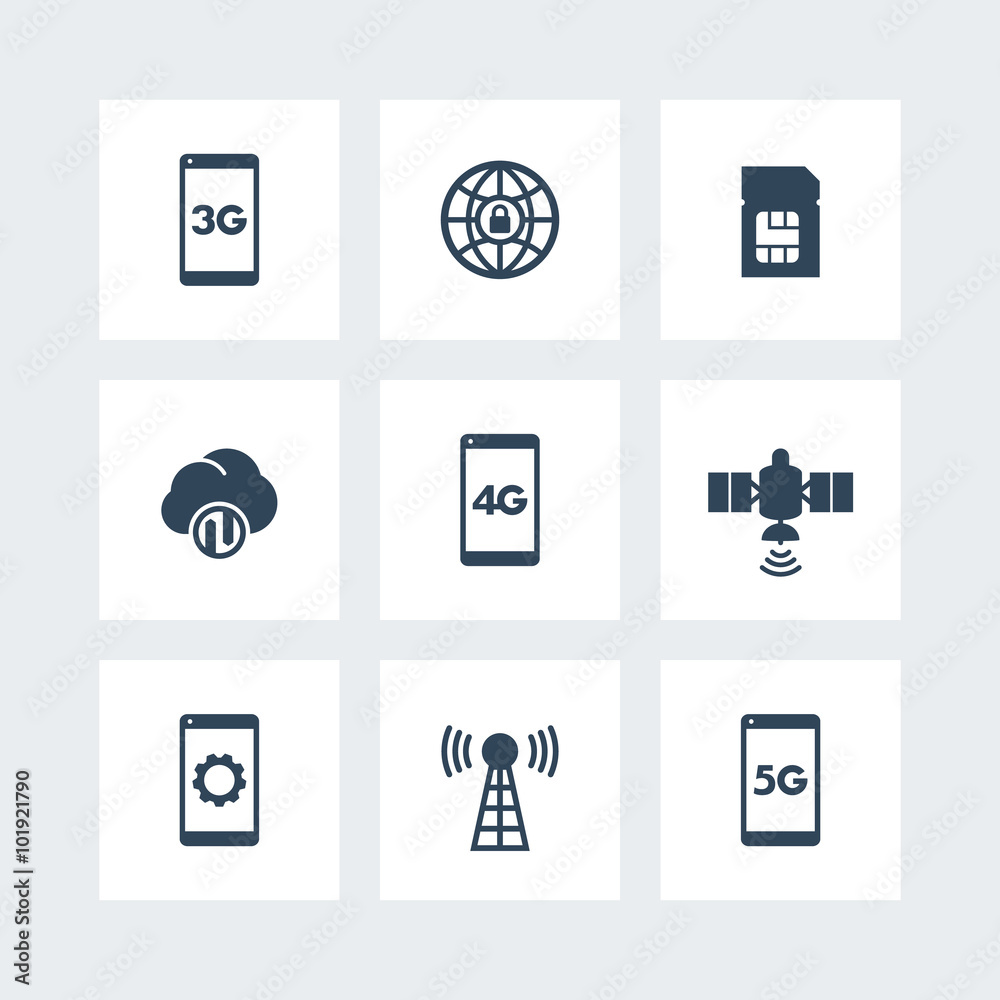wireless technology icons, mobile communication, connection signs, 4g ...