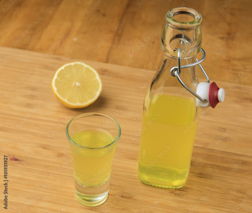 Limoncello/Lemon-flavored liqueur from Southern Italy made with zest of ...
