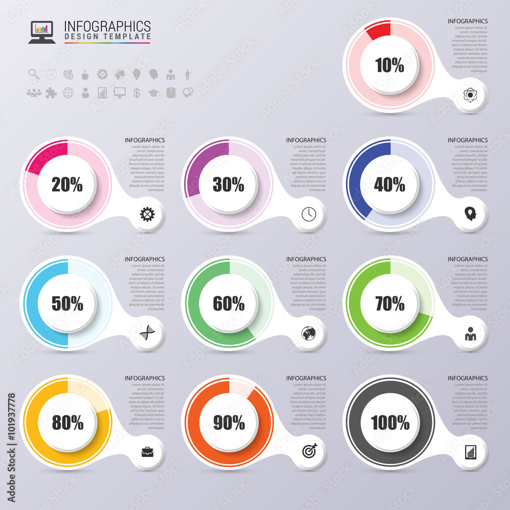 Percentage Diagram Presentation Design Elements. Infographics. Vector ...