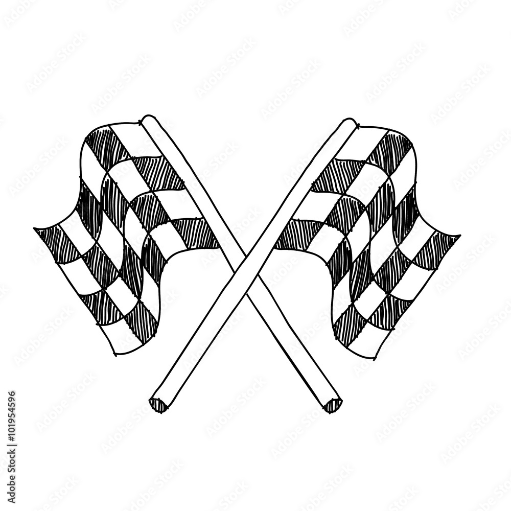 vector hand drawing sketch final race flag Stock Vector | Adobe Stock