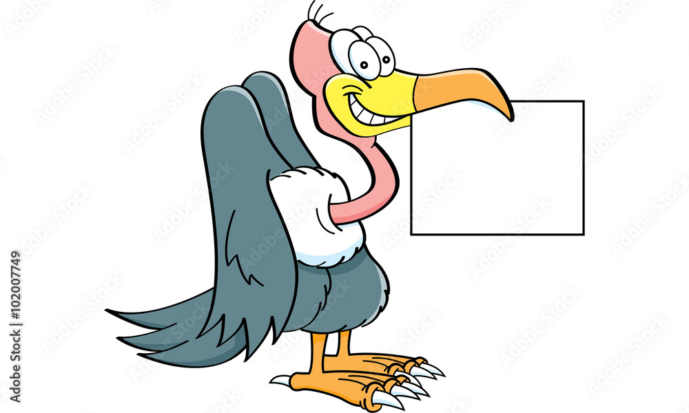 Cartoon illustration of a buzzard holding a sign. Stock Illustration ...