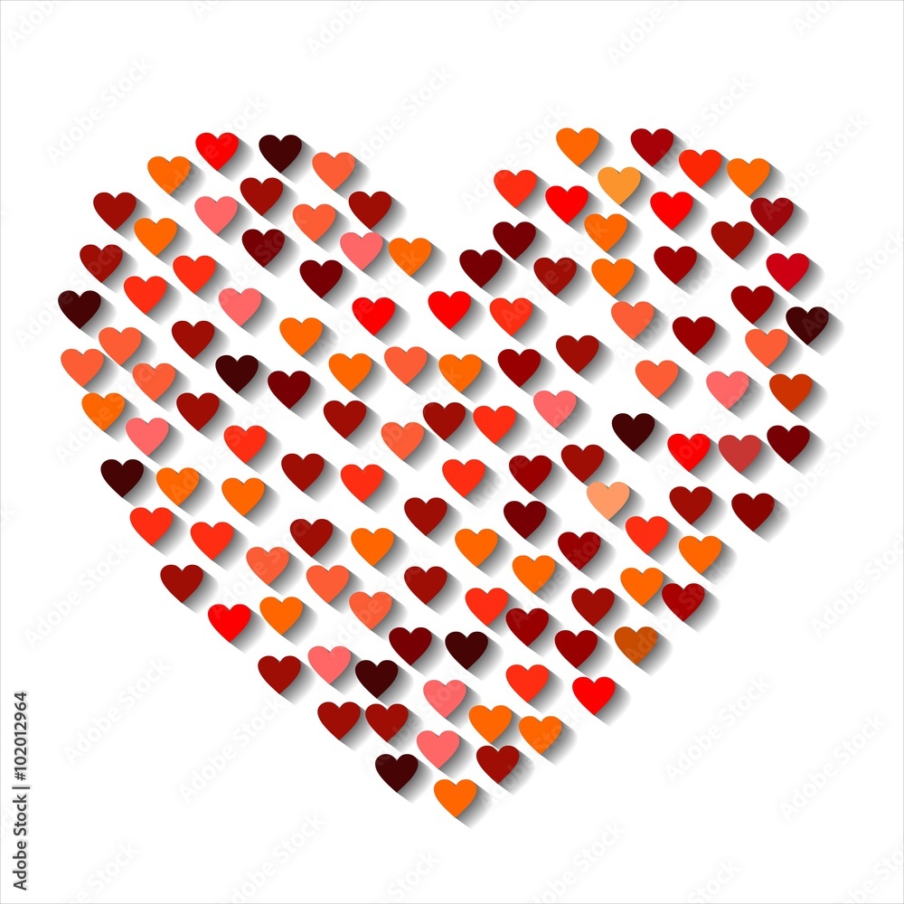 many red heart - heart shape - red white Poster Ornament element ...