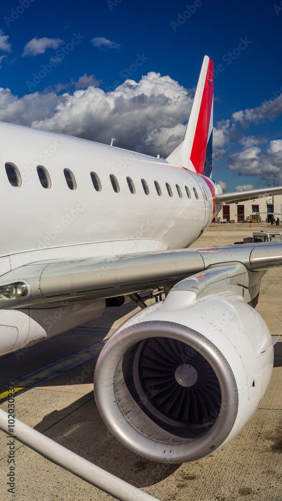 Airplane Engine Turbine Wing Fuselage. Passenger Jet Aircraft engine ...