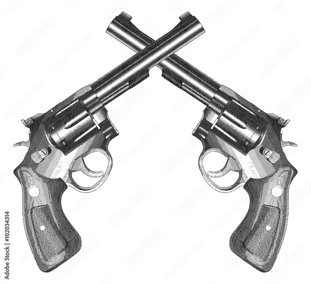 Crossed Pistols Engraved Style is an illustration of two crossed ...