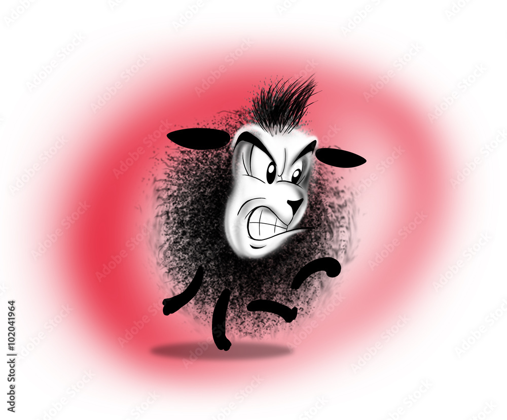 Sheep angry, irate cartoon illustration, angry, wrathful, irate, ireful ...