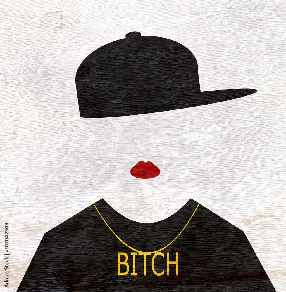 female with bitch necklace on wood grain texture Stock Illustration ...