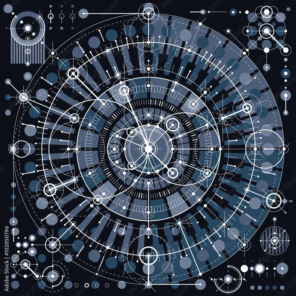 Mechanical scheme, vector engineering drawing with geometric parts ...