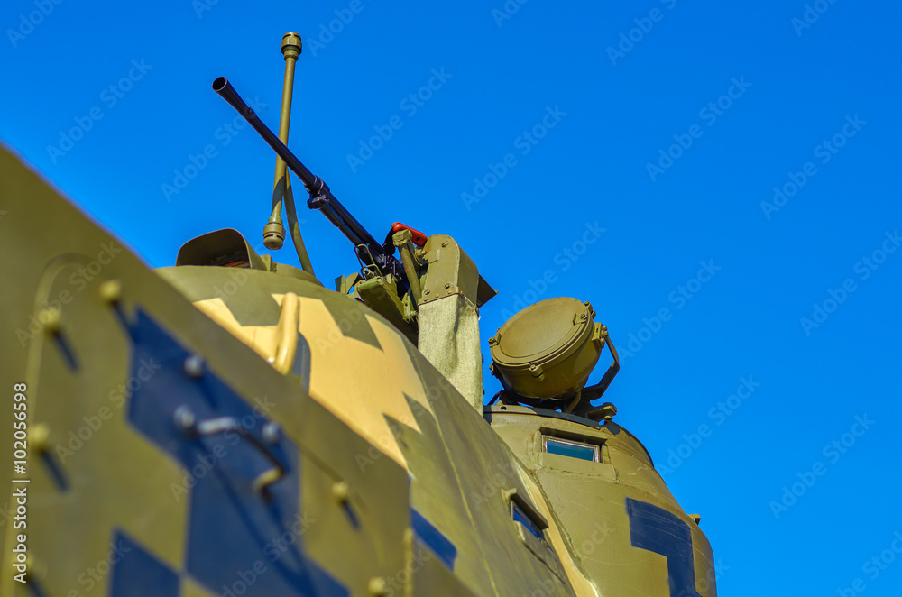 One machine gun on a armoured carrier Stock Photo | Adobe Stock
