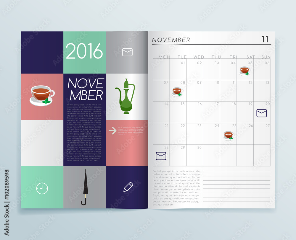 2016 Calendar in Magazine Template Stock Vector | Adobe Stock