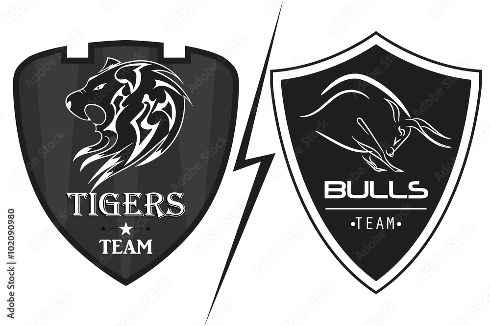 Tiger and Bulls sports logo. vector emblem Stock Vector | Adobe Stock