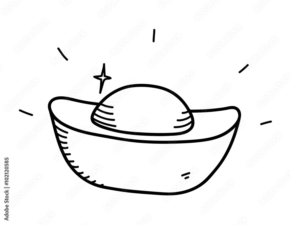 Chinese Gold Bullion Doodle, a hand drawn vector doodle illustration of ...