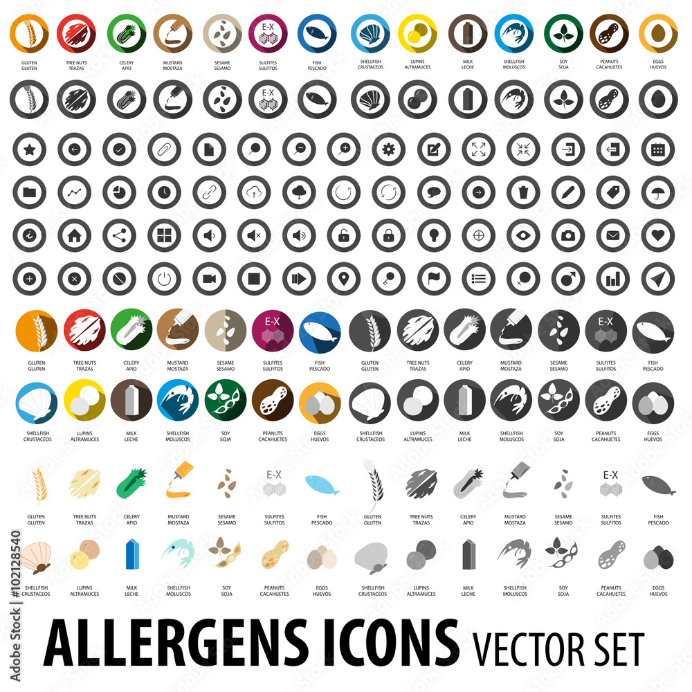 Allergens icon big set Stock Vector | Adobe Stock