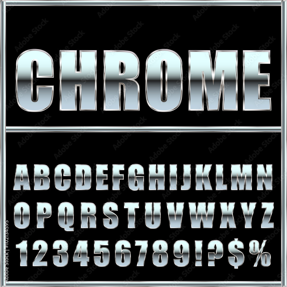 Chrome metal font and symbols for design. Vector eps10. Stock Vector ...