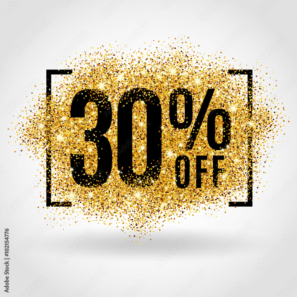 Gold sale 30% percent Stock Vector | Adobe Stock