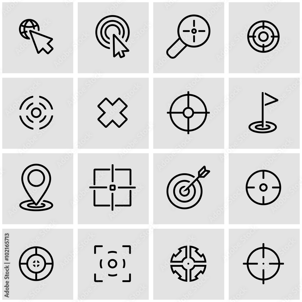 Vector line target icon set. Target Icon Object, Target Icon Picture ...