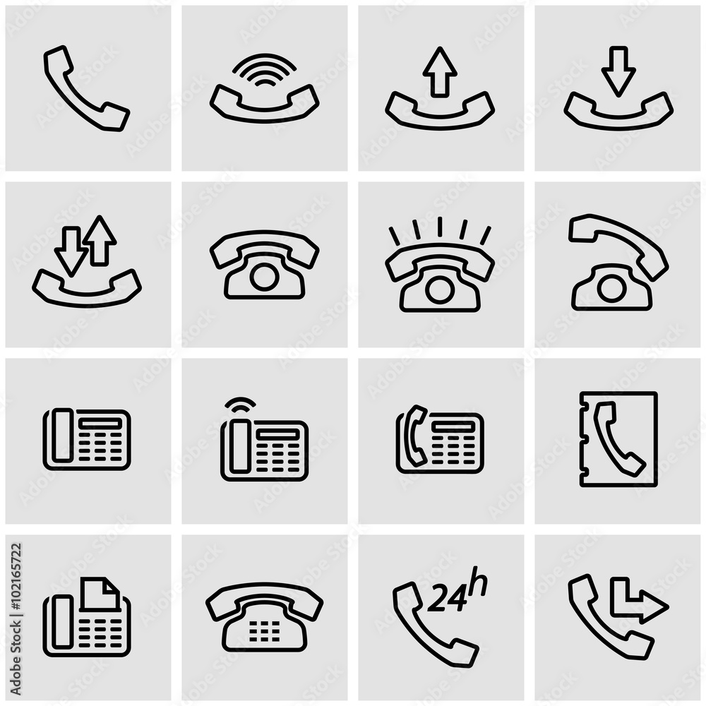 Vector line telephone icon set. Telephone Icon Object, Telephone Icon ...