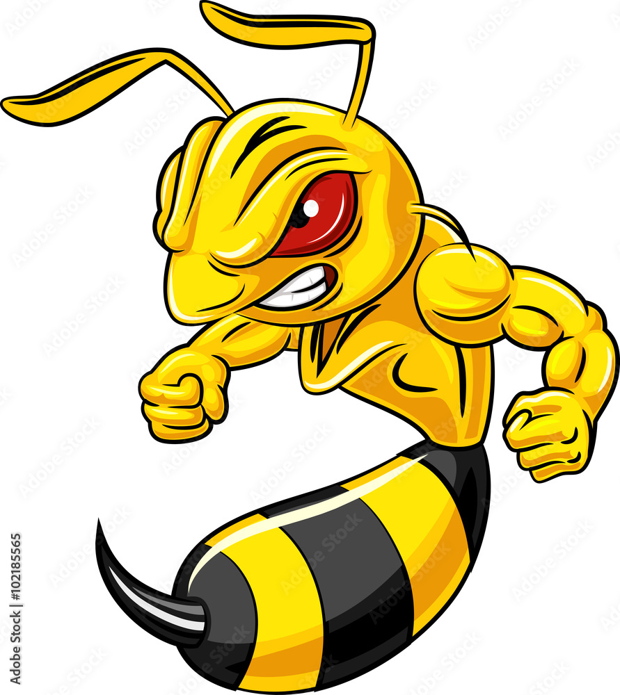 Cartoon angry bee mascot isolated on white background Stock Vector ...