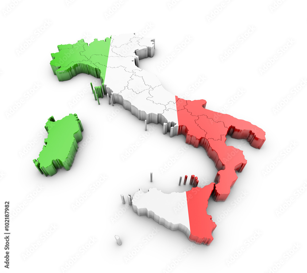 Map of Italy on white background Stock Illustration | Adobe Stock