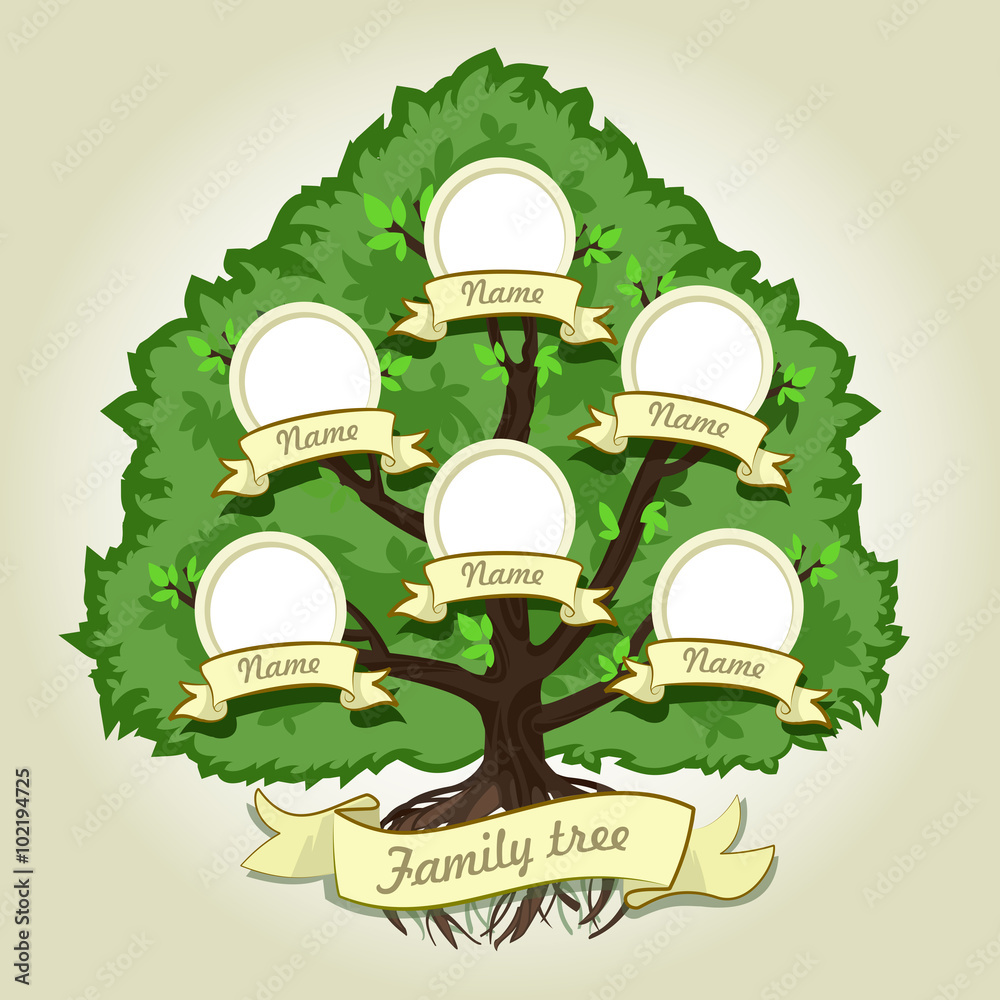 Genealogical family tree on gray background. Family tree in vintage ...