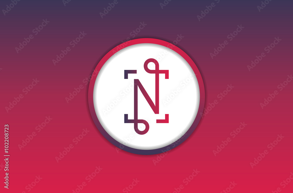 Abstract concept creative vector letter N. Colorful app logo icon ...