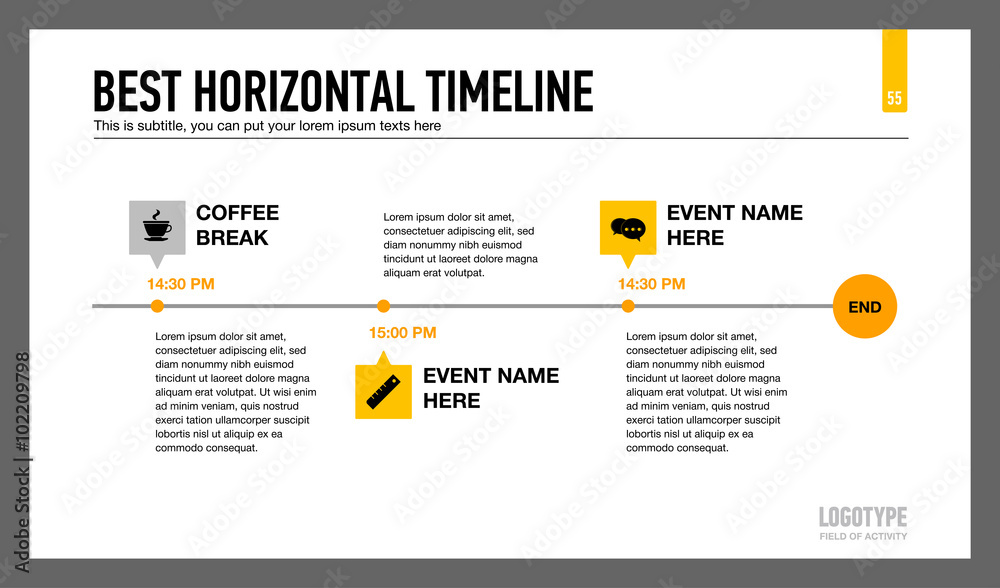 Best Horizontal Timeline Template Stock Vector | Adobe Stock