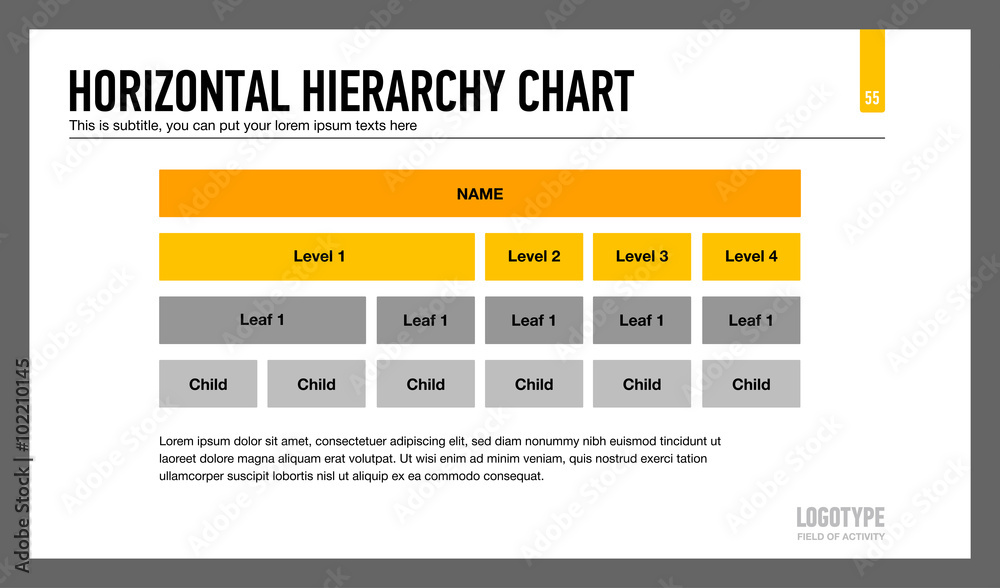 Horizontal Hierarchy Chart Template Stock Vector | Adobe Stock