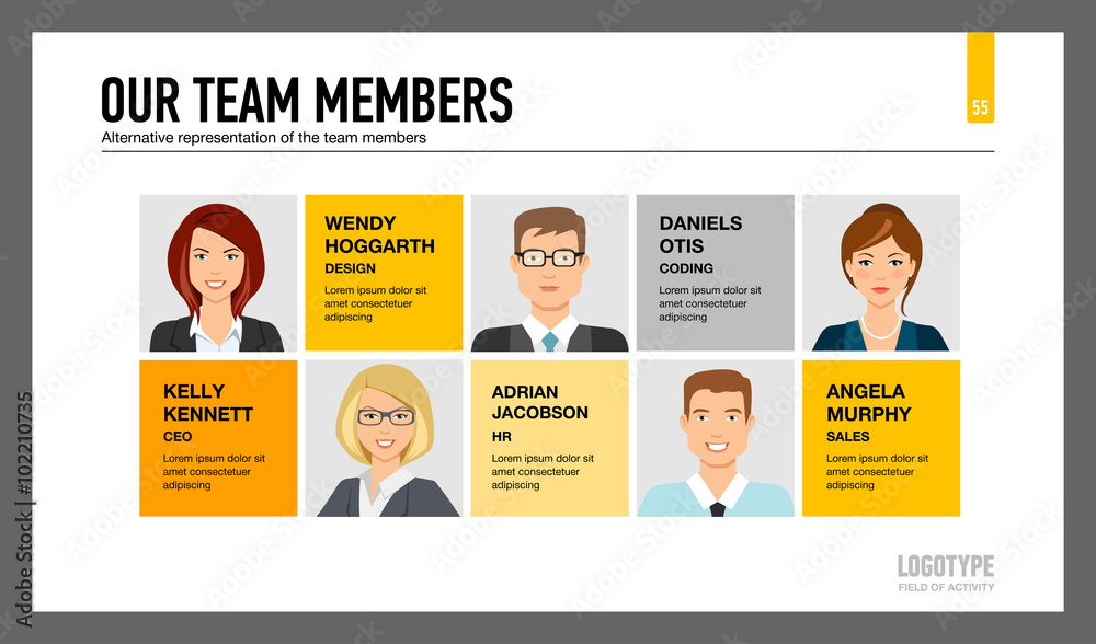 Team Members Presentation Slide 1 Stock Vector | Adobe Stock