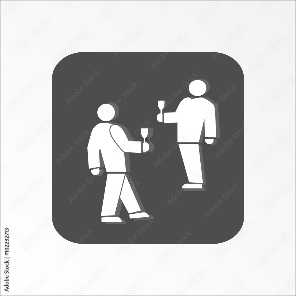 People icon. Two persons with drinks. Meeting, familiarity, friends ...