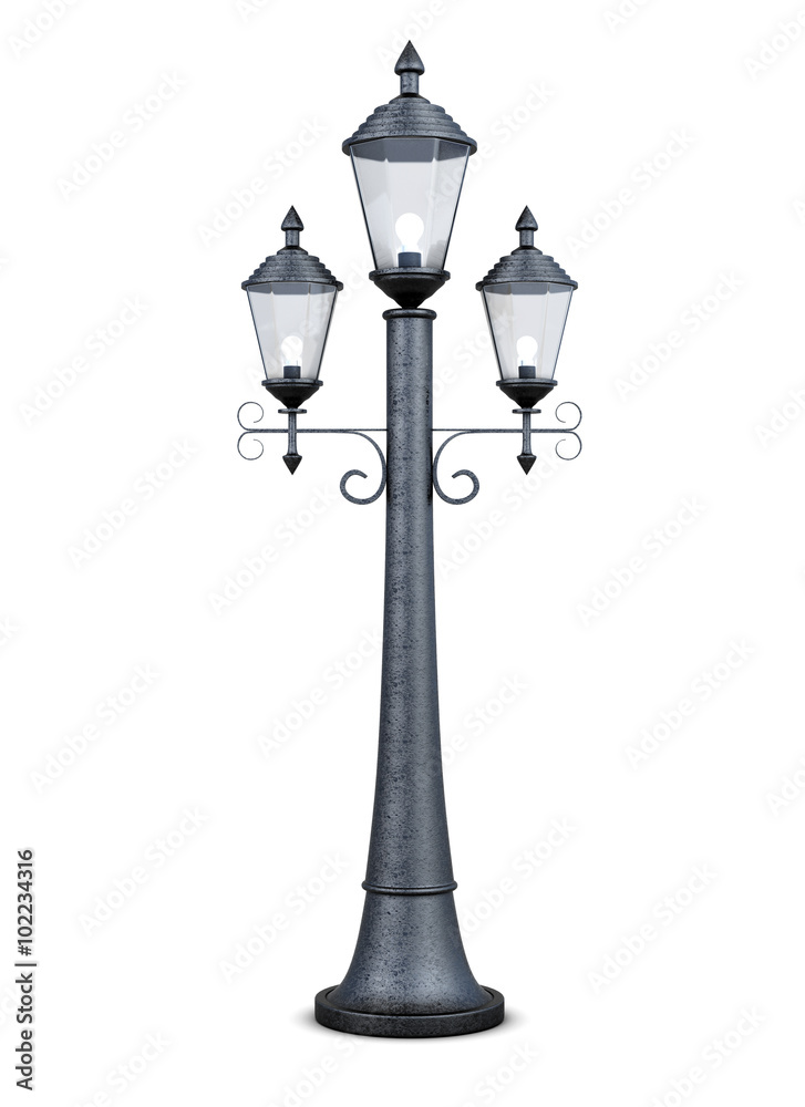 Vintage street lamp isolated on white background. 3d rendering Stock ...