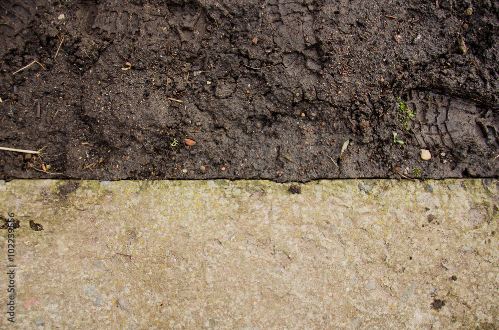 Mound construction. Soil background. Park ground texture with rocks ...