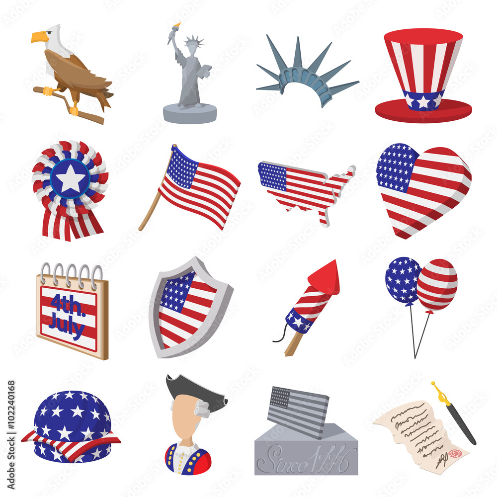Independence day cartoon icons Stock Vector | Adobe Stock