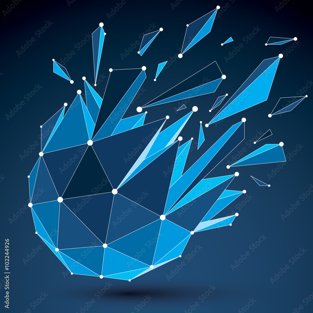 3d Vector Digital Wireframe Object Broken Into Different Particles Stock Vector Adobe Stock