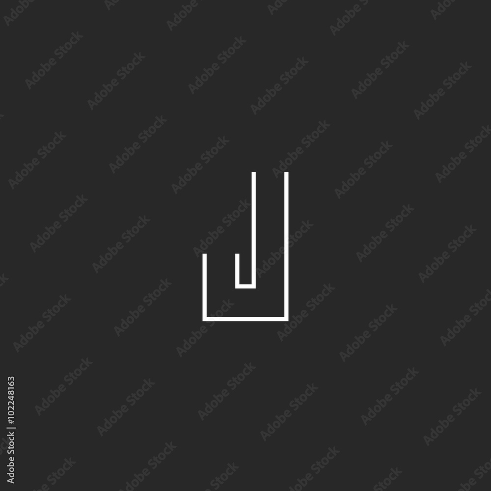 Letter J logo mockup, monogram hipster design element, linear emblem ...