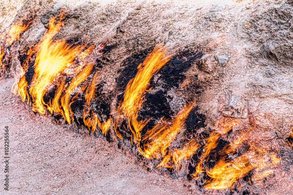 Nature burning ground. Burning natural gas Stock Photo | Adobe Stock