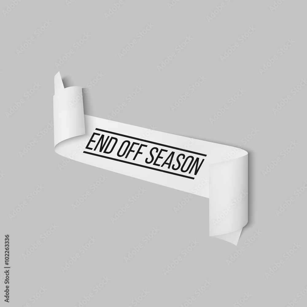 End off season, sale sign, paper banner, vector ribbon with shadow ...