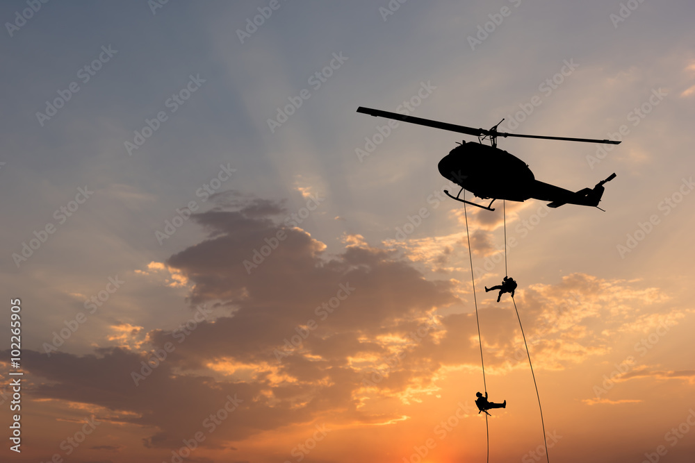 Helicopter, soldiers rescue helicopter operations Stock Photo | Adobe Stock