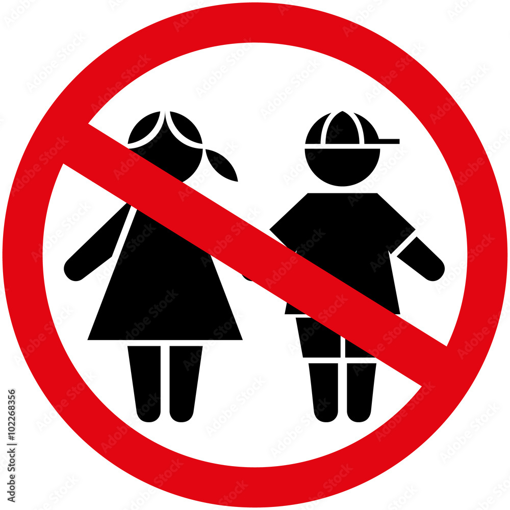Icon pictogram plate prohibited children boy and girl genders Stock ...