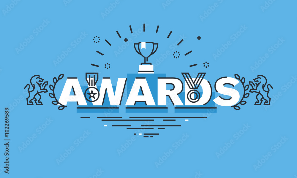 Thin line design concept for awards website banner. Vector illustration ...