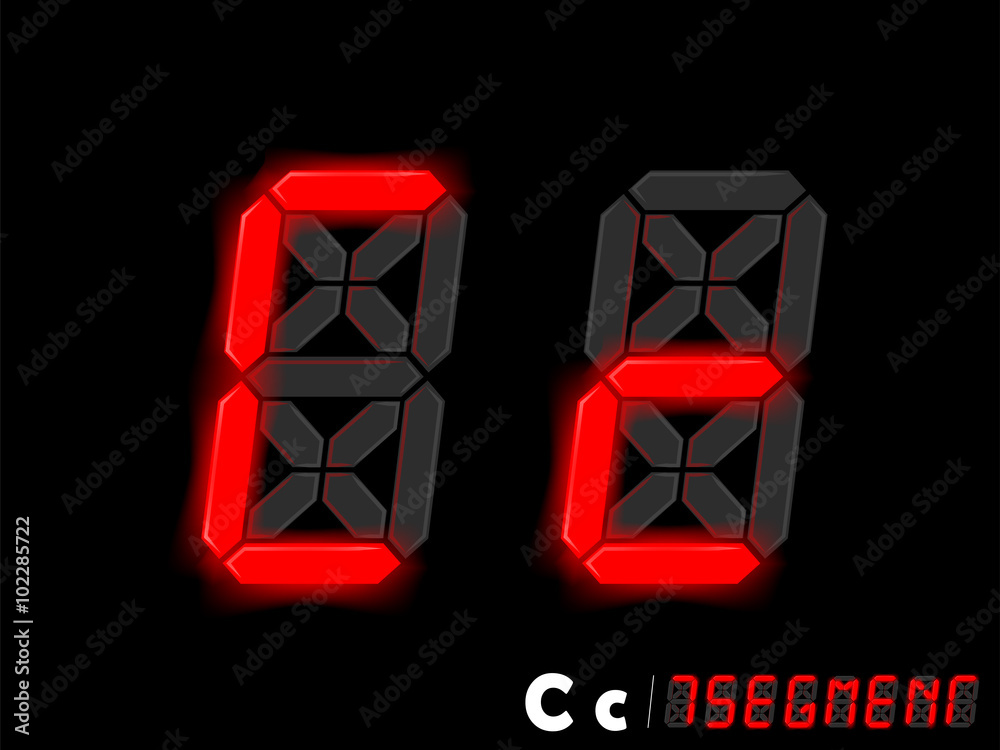 graphic design vector of seven segment style alphabet - C and c,seven ...