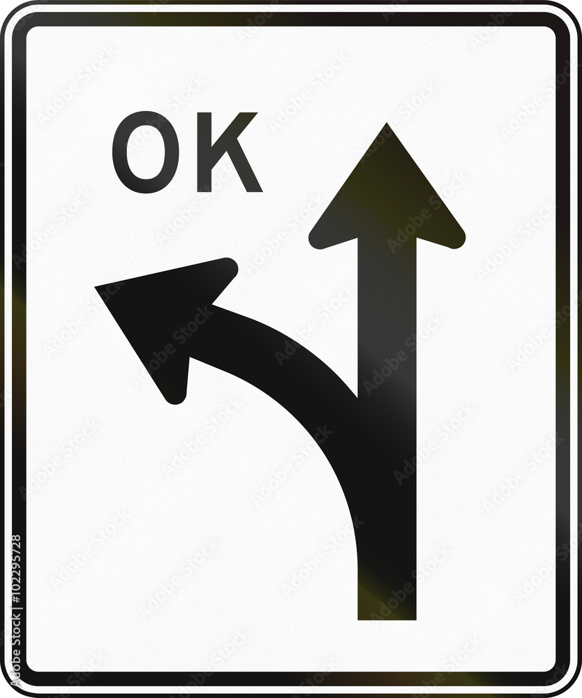 United States MUTCD regulatory road sign - Left turn allowed Stock ...