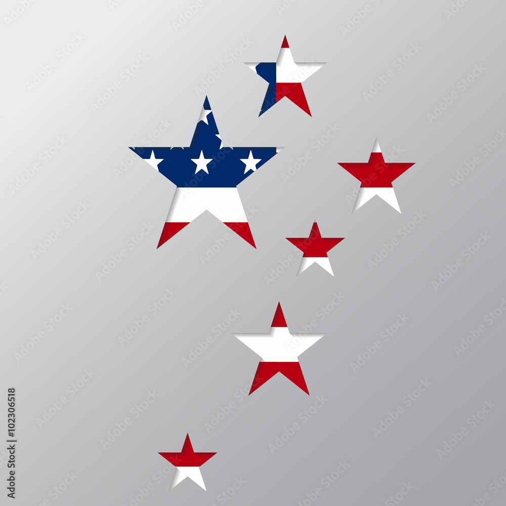 USA flag in shape of star. Shape of American map. United States of ...