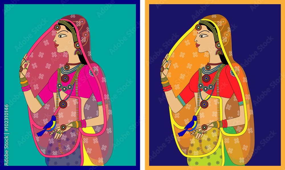 Indian Queen/ princess portrait -inspired by 16th century India Rajput ...