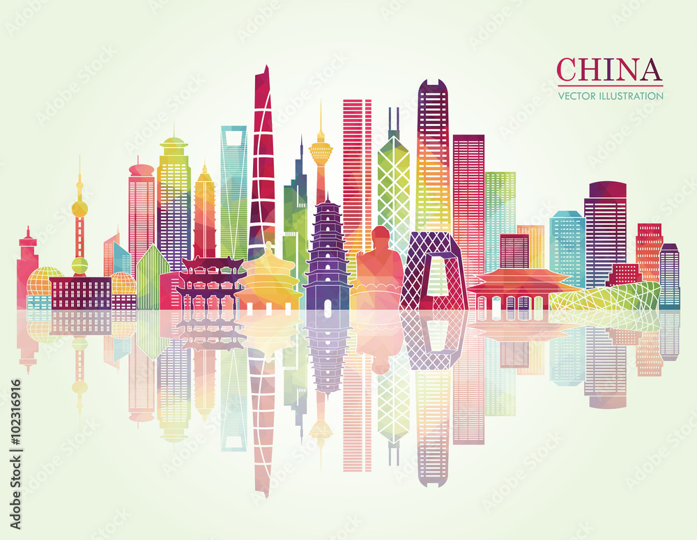 China skyline detailed silhouette. Vector illustration Stock Vector ...