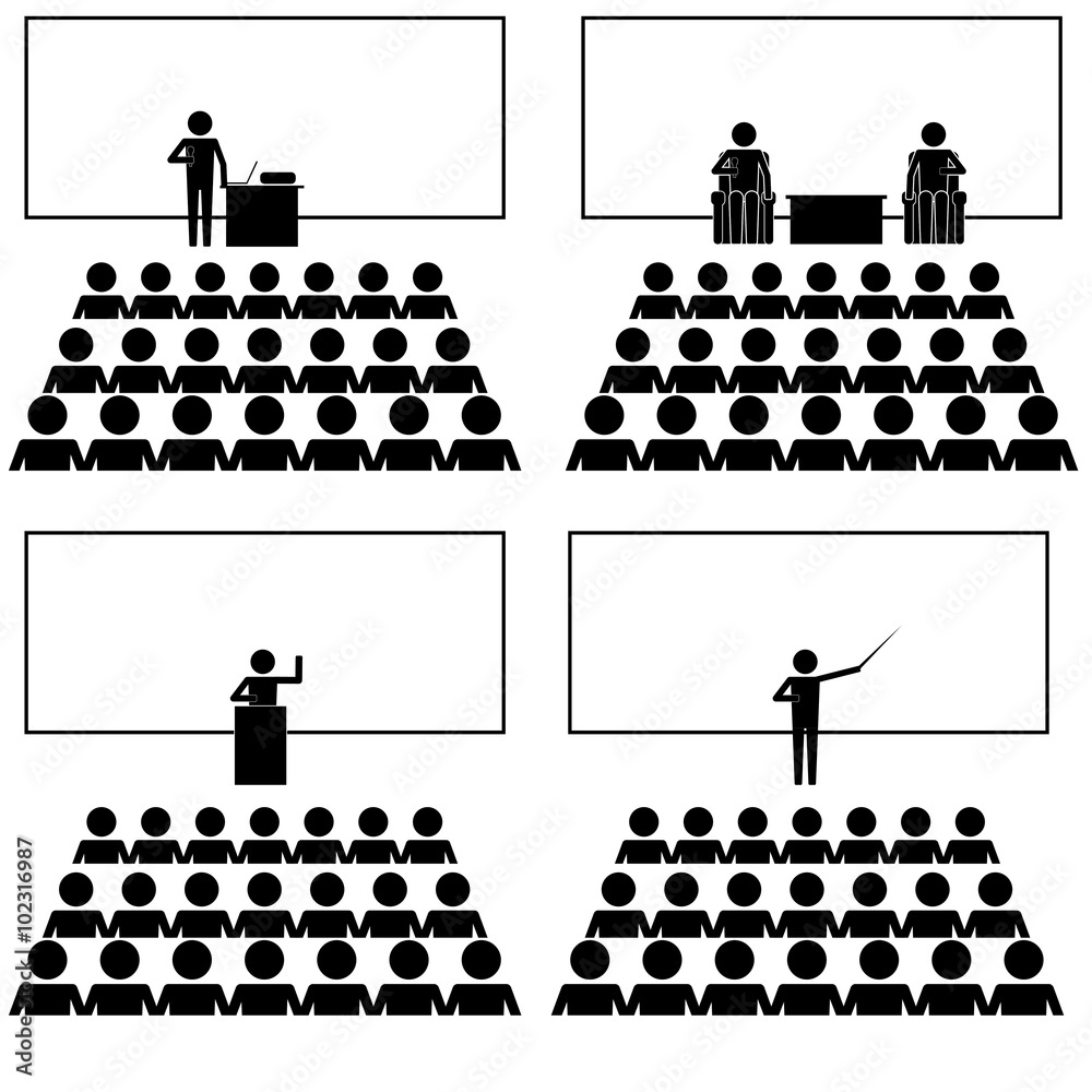 Various speech sermont sharing and talk show condition with crowds icon ...