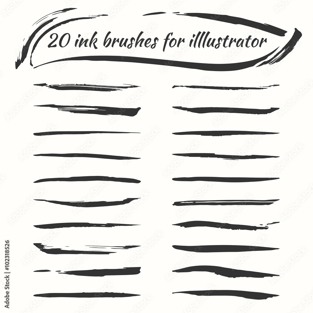 Vector Ink Brushes Set Grunge Brush Strokes Collection For Illustrator 