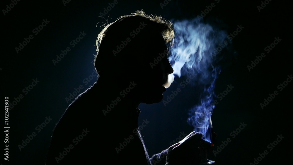 Vidéo Stock Tobacco smoker man male smokes a cigarette, person ...