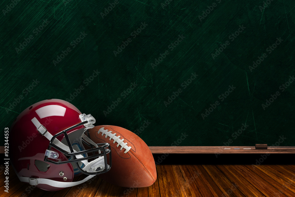 Football Equipment and Chalk Board Background Stock Photo | Adobe Stock