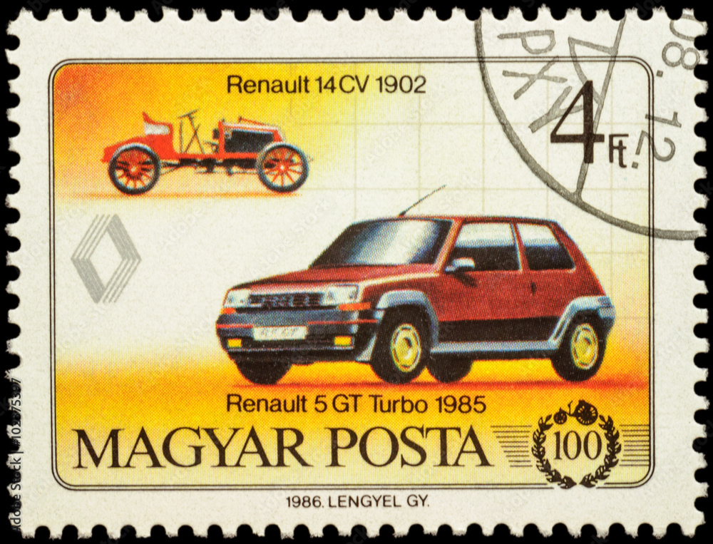 Poster Cars Renault 14CV (1902) and Renault 5GT Turbo (1985) on postage ...