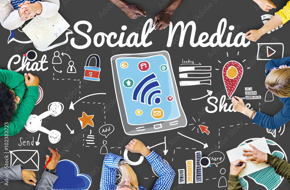 Social Media Chat Share Global Communication Concept Stock-Foto | Adobe ...